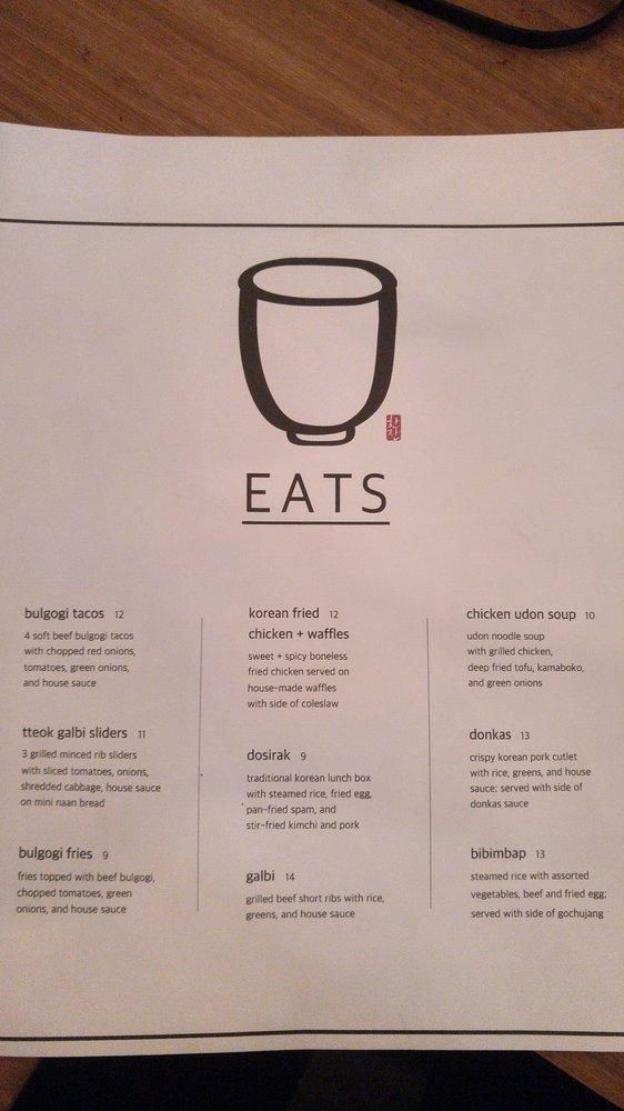 Menu at Hanjan South restaurant, Edmonton, 99 St NW