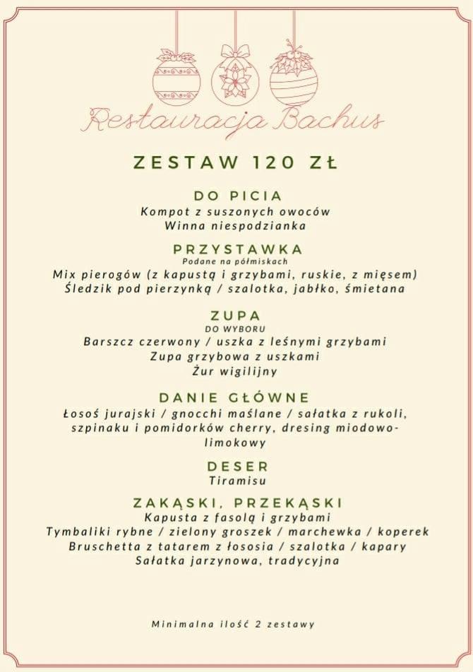 Menu at Restauracja Winiarnia Bachus restaurant, Zielona Gora