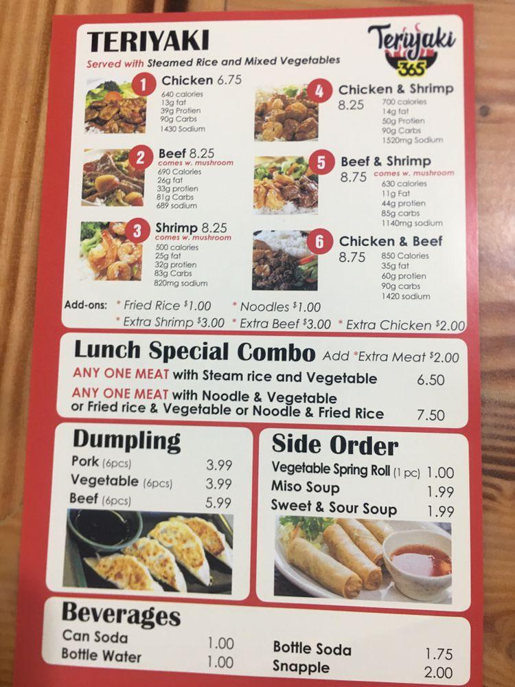 Menu at Teriyaki 365 restaurant, New York City
