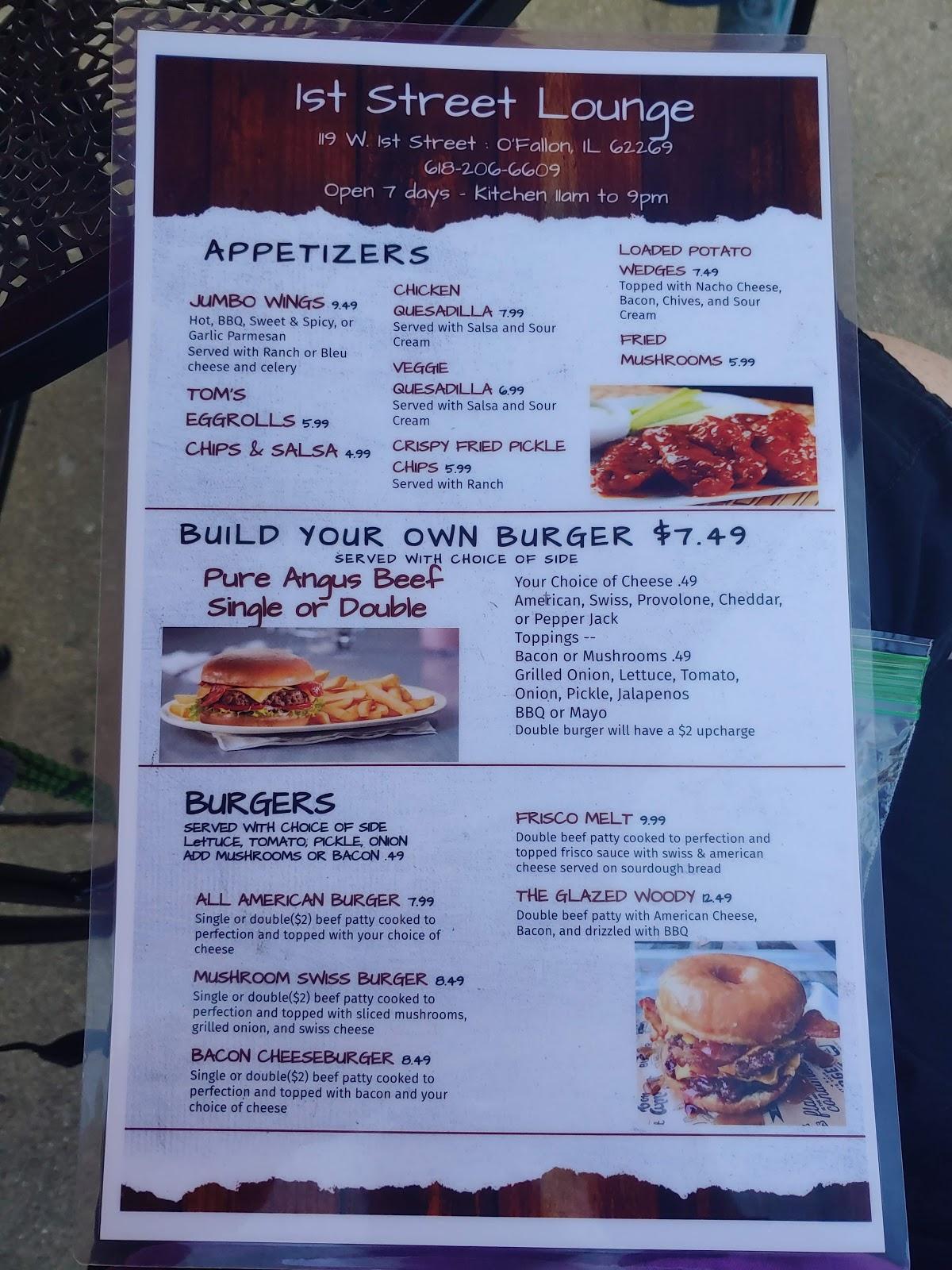 Menu at 1st Street Lounge pub & bar, O'Fallon