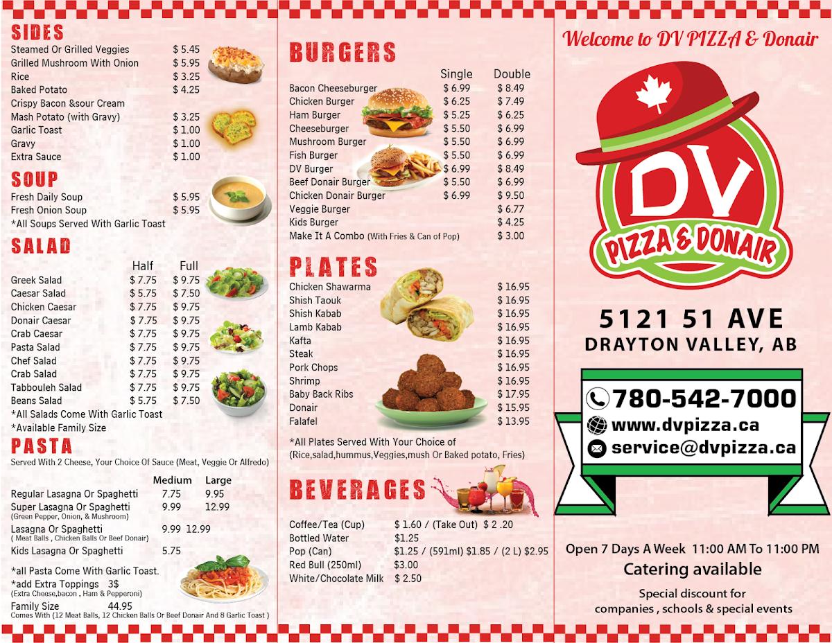 Menu at DV Pizza & Donair pizzeria, Drayton Valley