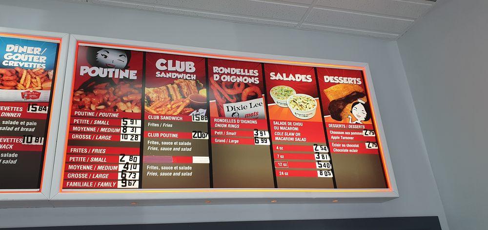 Menu at Dixie Lee Take-Out pizzeria, Gaspé, 84 Rue Jacques Cartier