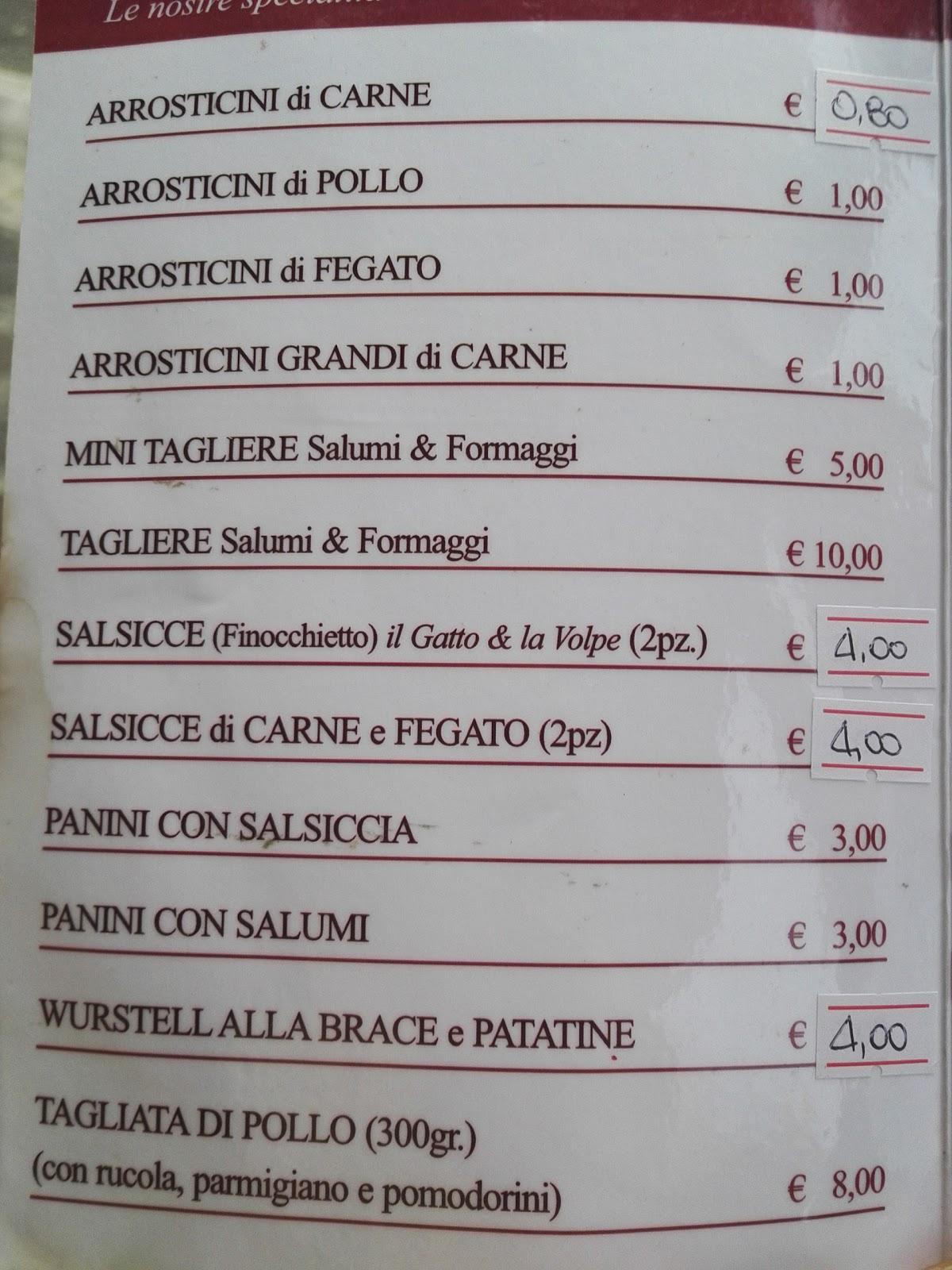 Menu da Il Gatto e la Volpe Ristorante Braceria, Francavilla al Mare