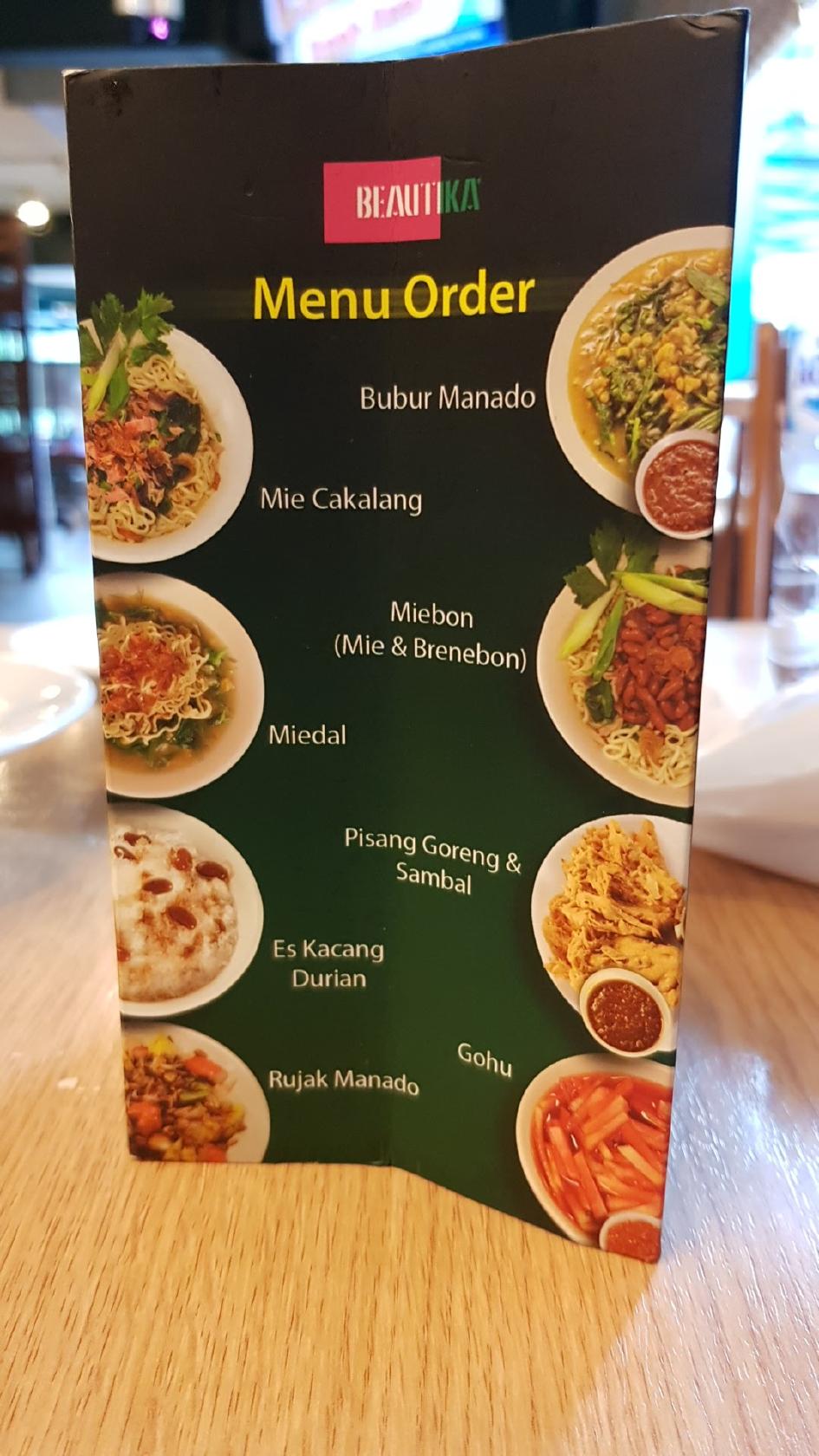 Menu at Restoran Beautika - Petojo restaurant, Jakarta, Jl. Abdul Muis ...