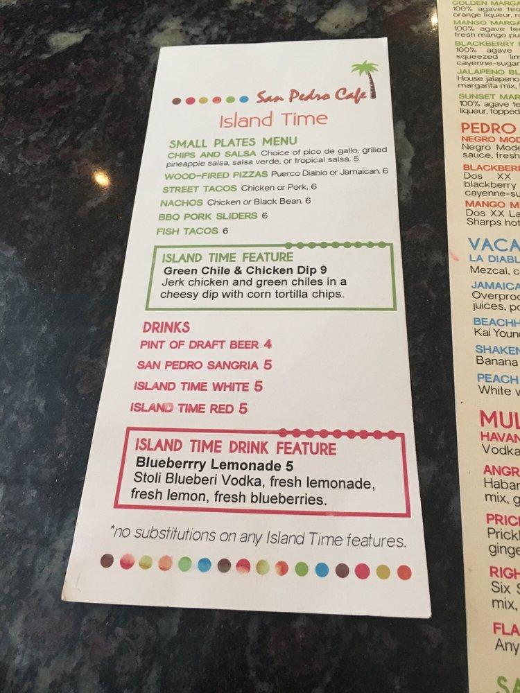 Menu at San Pedro Cafe, Hudson