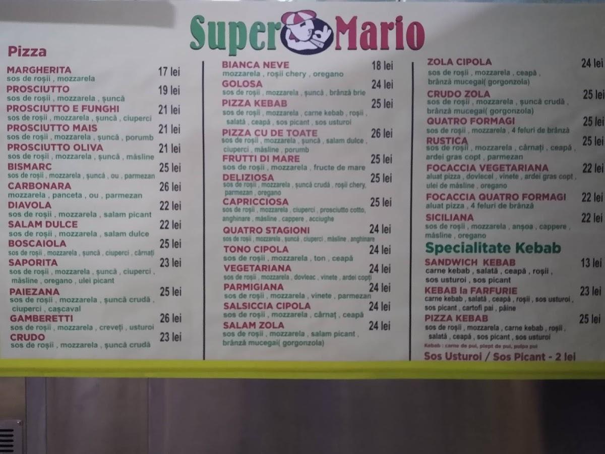 Menu at pizzaria super mario, Vadu Izei