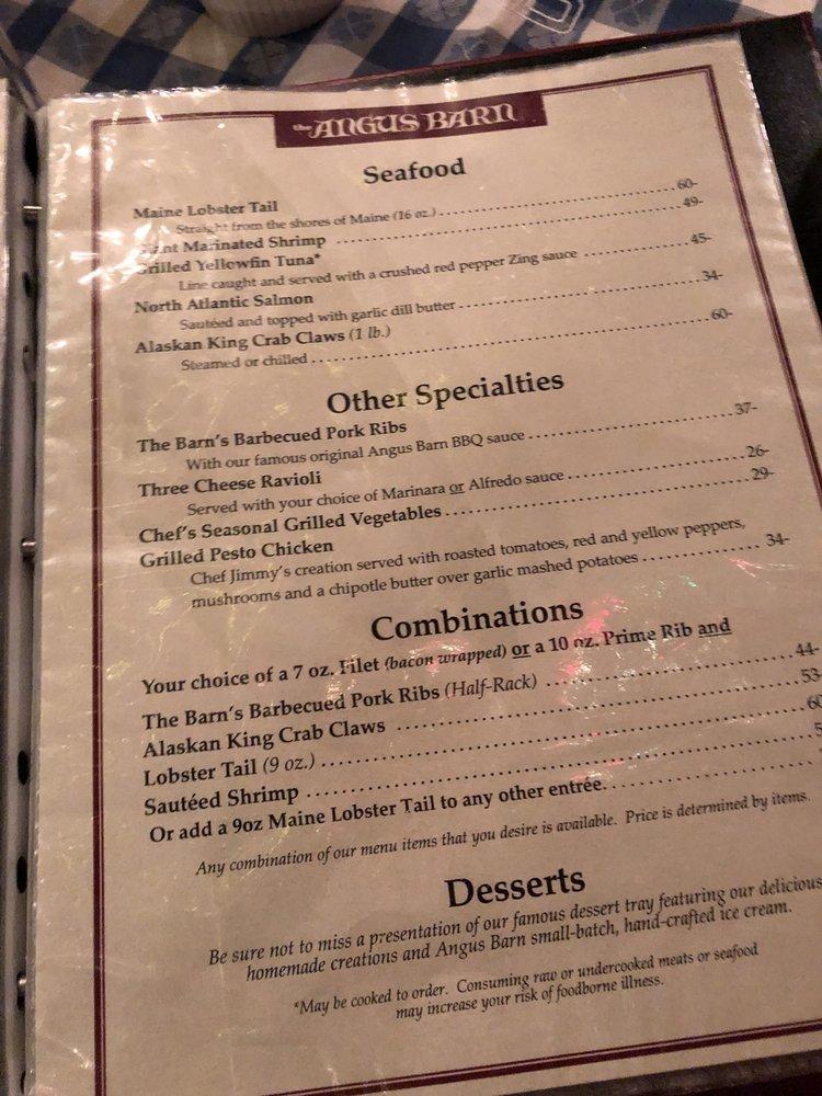 Menu at Angus Barn, Raleigh, Glenwood Ave