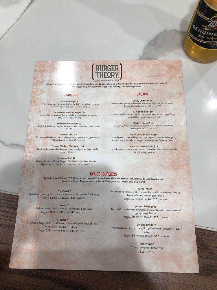 Menu at Burger Theory - Grill & Bar, Lubbock
