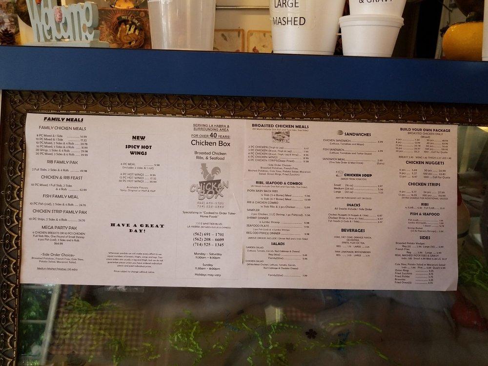 Menu at Chicken Box Broasted Chicken restaurant, La Habra, 330 E ...