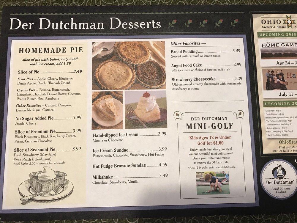 Menu at Der Dutchman restaurant, Bellville