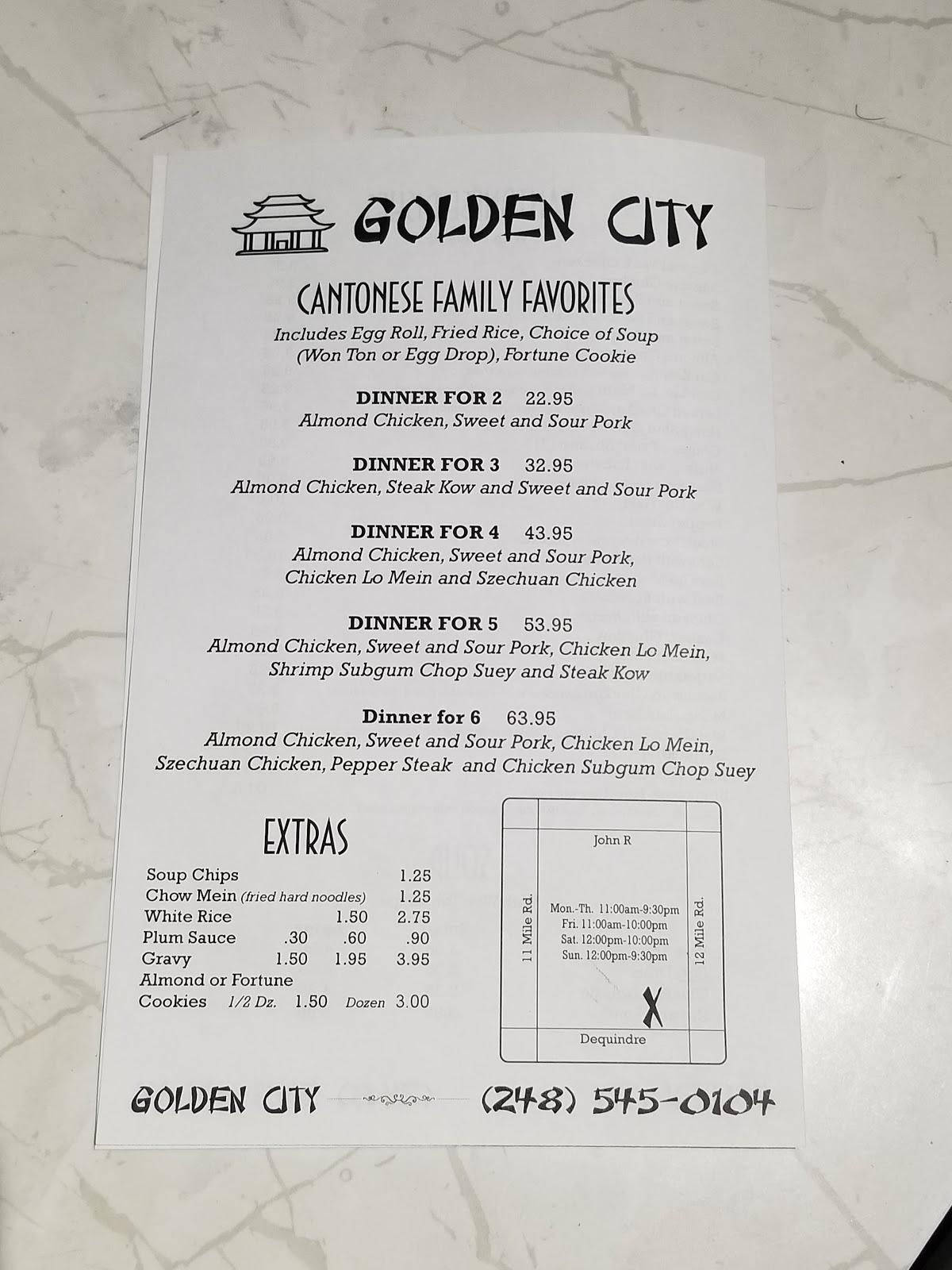 Menu at Golden City Restaurant, Madison Heights