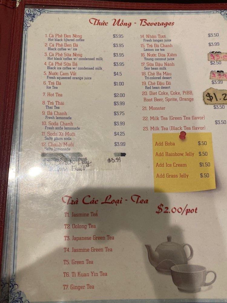 Menu at Pho 90 Vietnamese Restaurant, Las Vegas