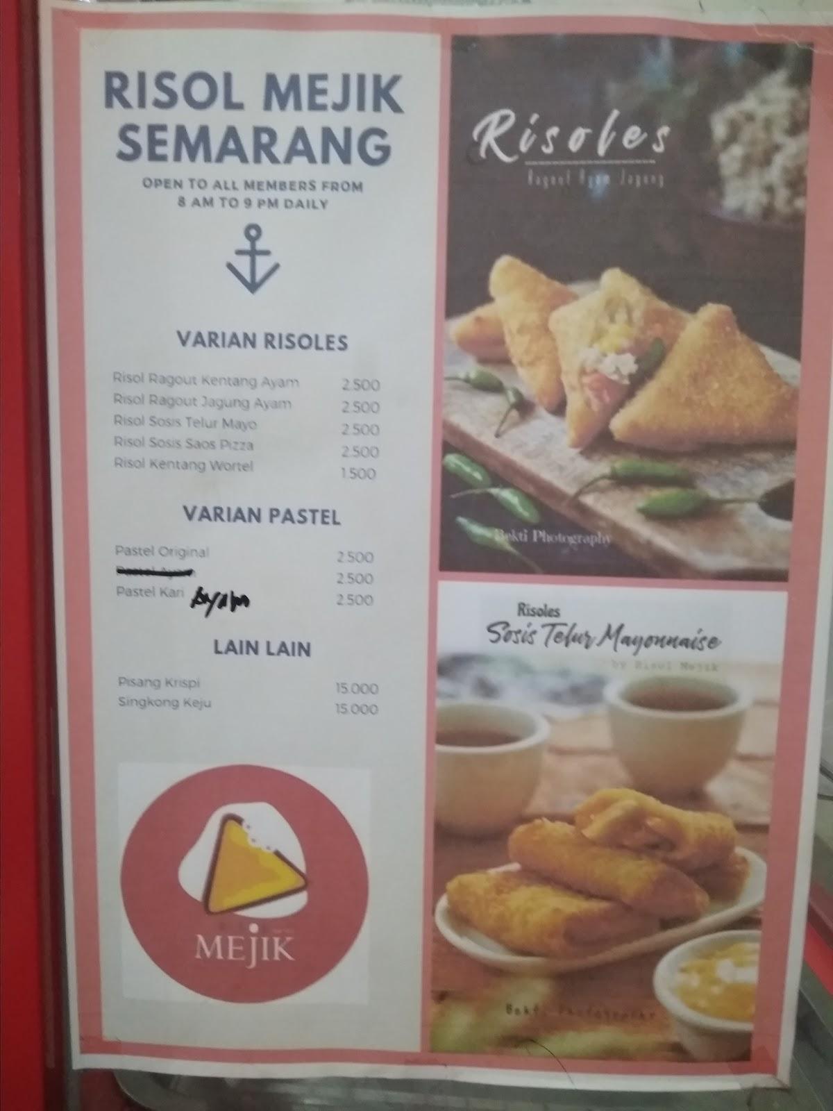 Menu at RISOL MEJIK restaurant, Semarang