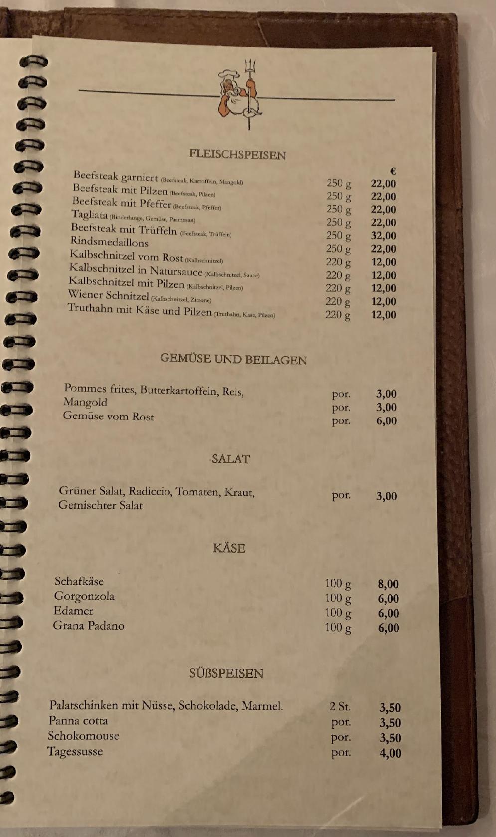Menu at Restavracija Neptun restaurant, Piran