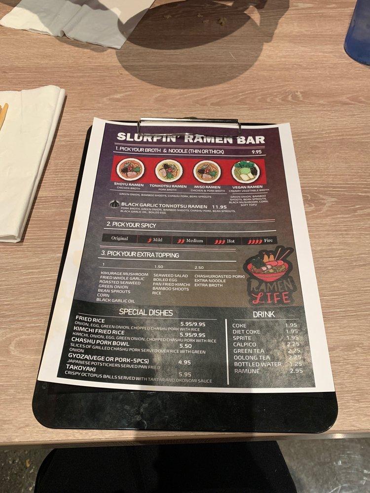 Menu at Slurpin' Ramen Bar, St. George
