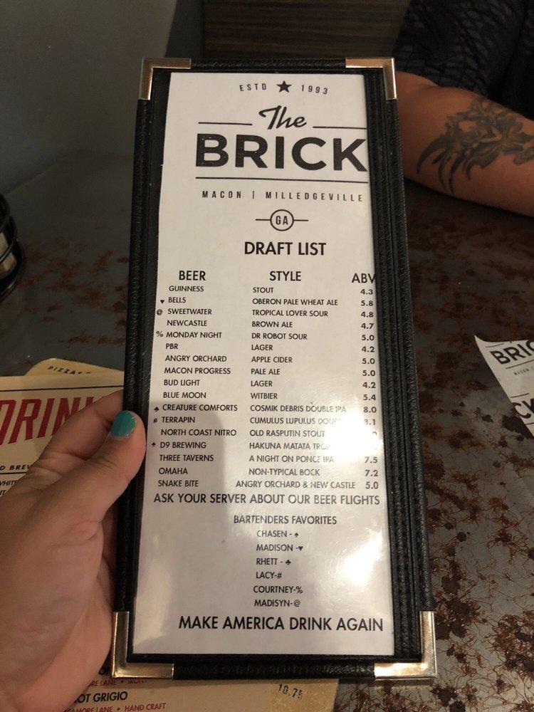 Menu at The Brick pizzeria, Macon