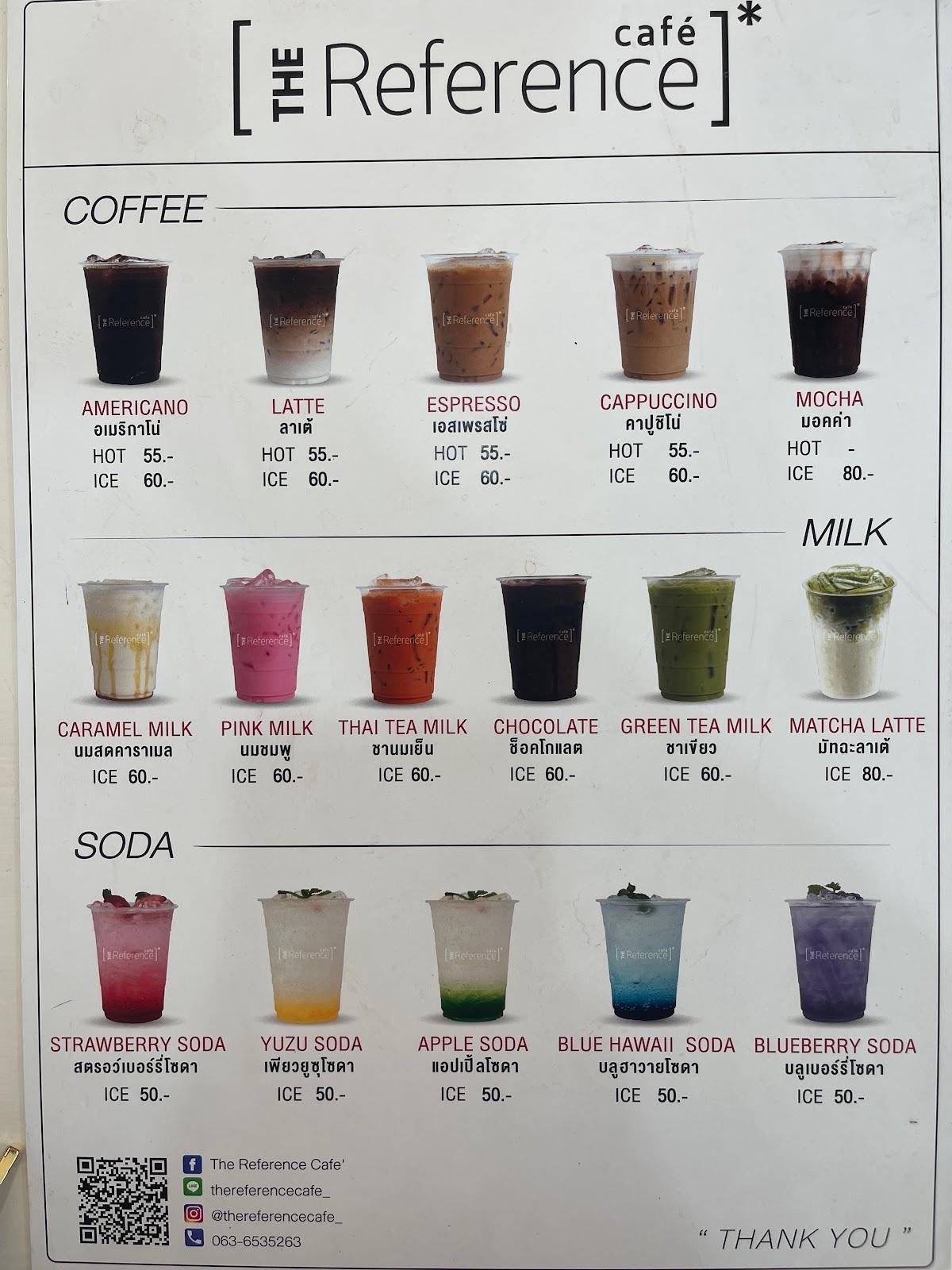 Menu at The Reference Café, Nakhon Sawan
