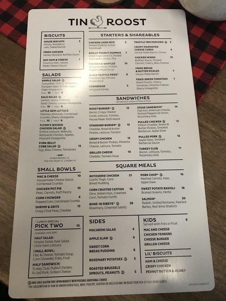 Menu at Tin Roost pub & bar, North Liberty
