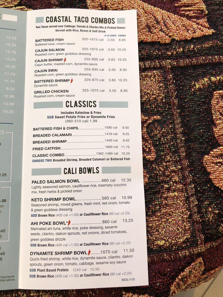 Menu at California Fish Grill restaurant, Pasadena