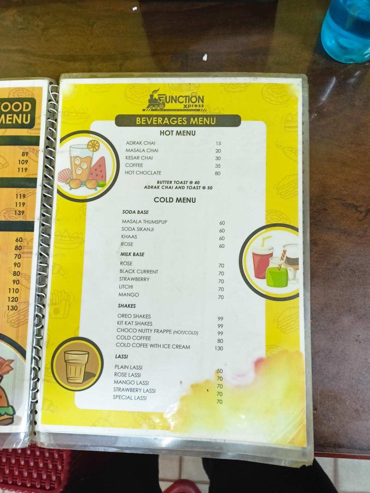 Menu at Junction Xpress, Kolkata, near Petrol Pump