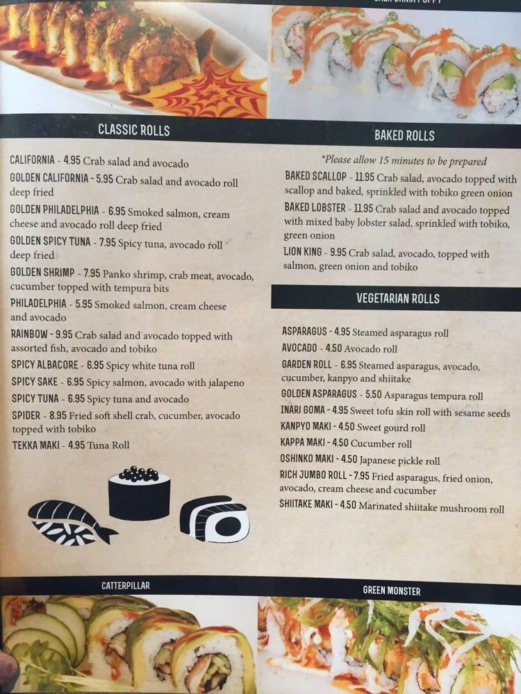 Menu at Sushi Komachi restaurant, Lodi