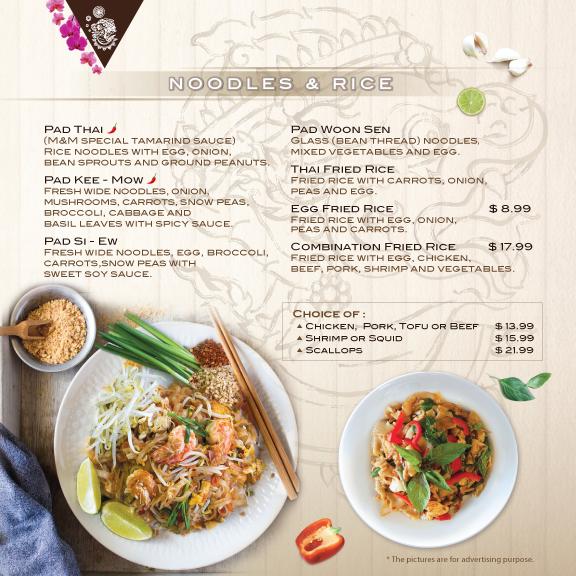 Menu at M&M Thai Café restaurant, Boca Raton
