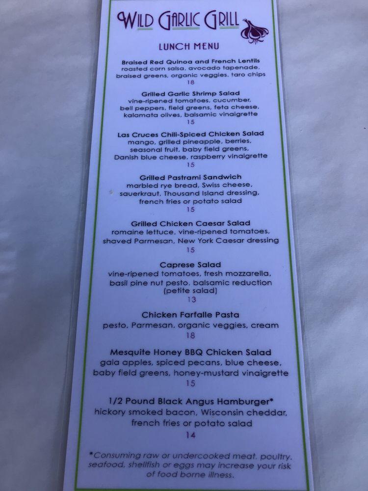 Menu at Wild Garlic Grill pub & bar, Tucson, E Skyline Dr Suite 120