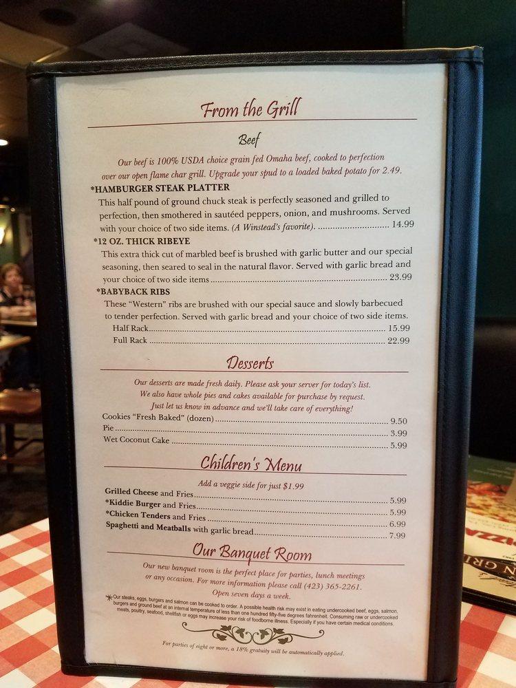 Menu at Winstead's American Grill & King of Pizza pizzeria, Spring City ...
