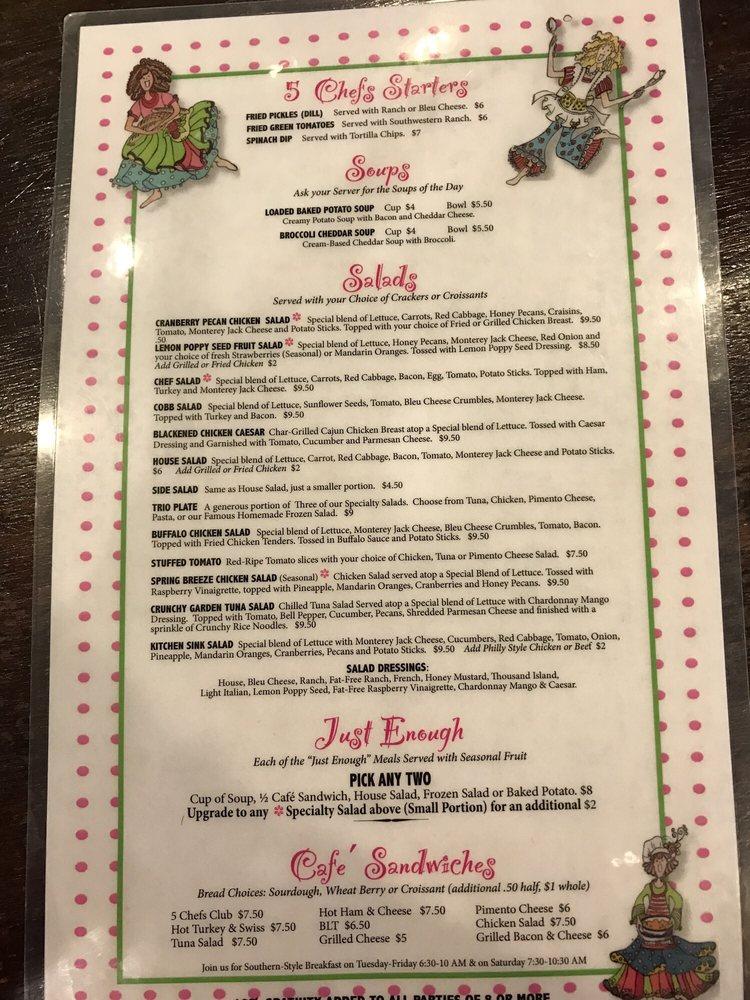 Menu at 5 Chefs restaurant, Portland