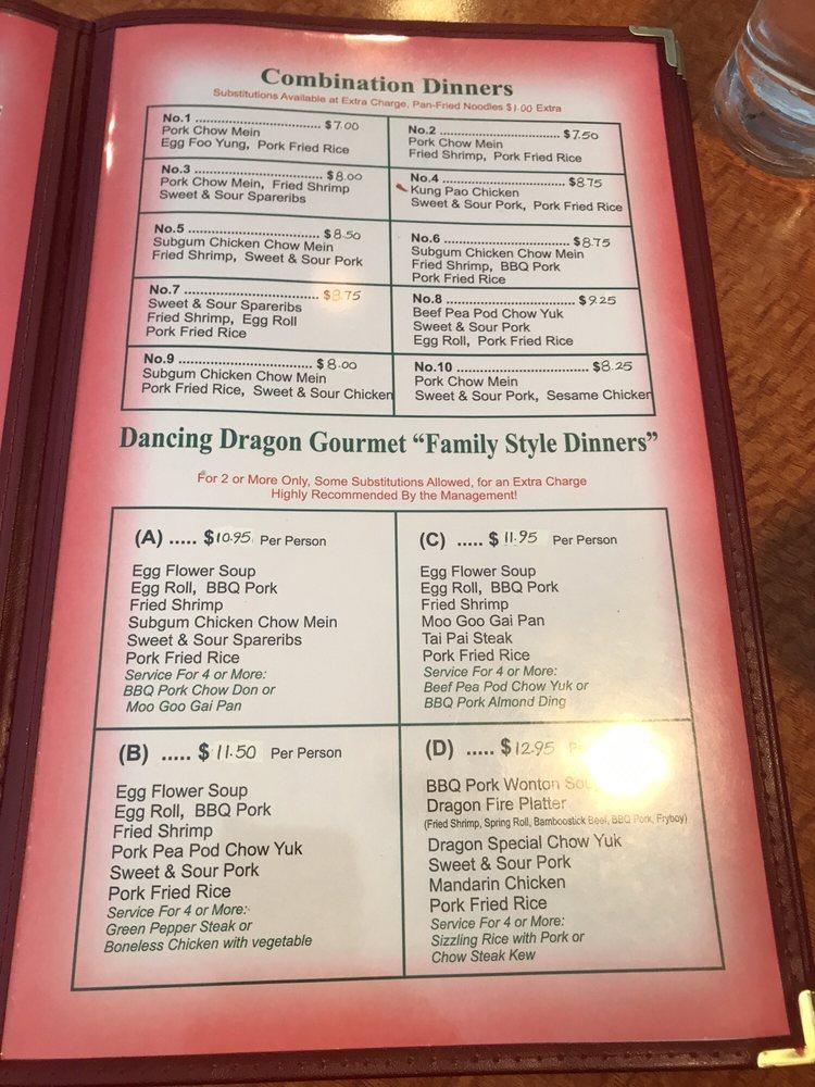 Menu at Dancing Dragon Restaurant, Hillsboro