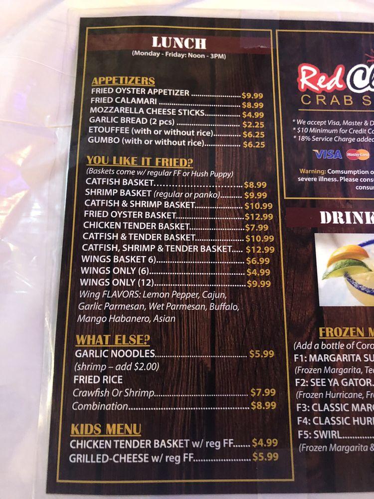 Menu at Red Claws Crab Shack pub & bar, Dallas