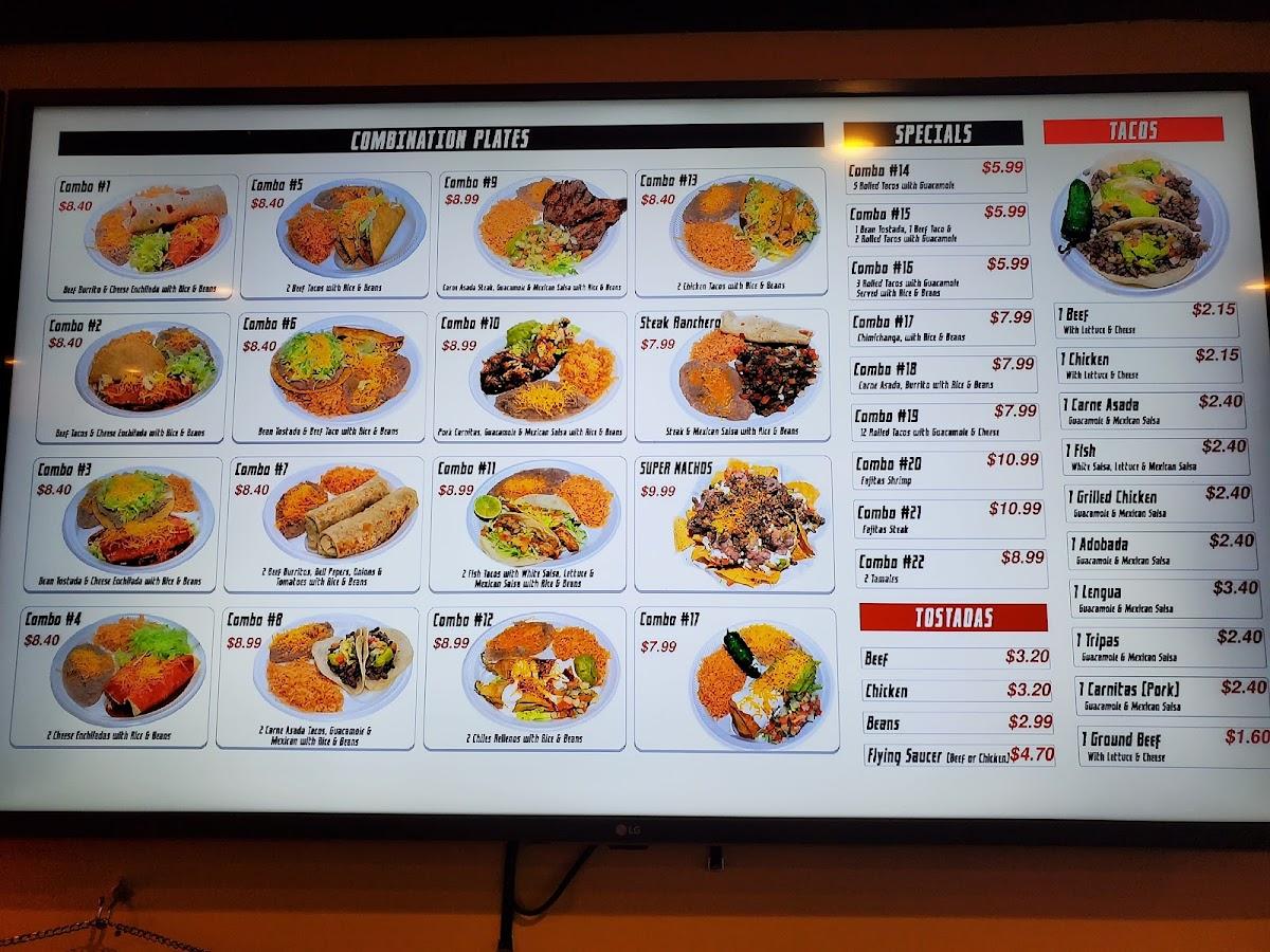 Menu at Rene's Mexican food restaurant, Wichita