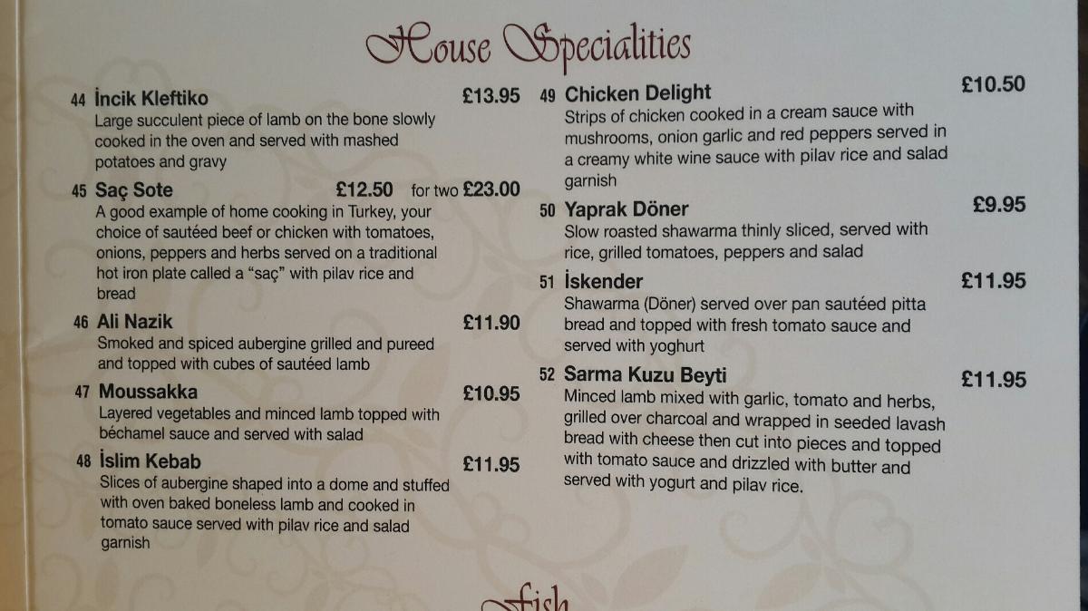 Menu at TAŞ Restaurant Cheam, Worcester Park, 555 London Rd