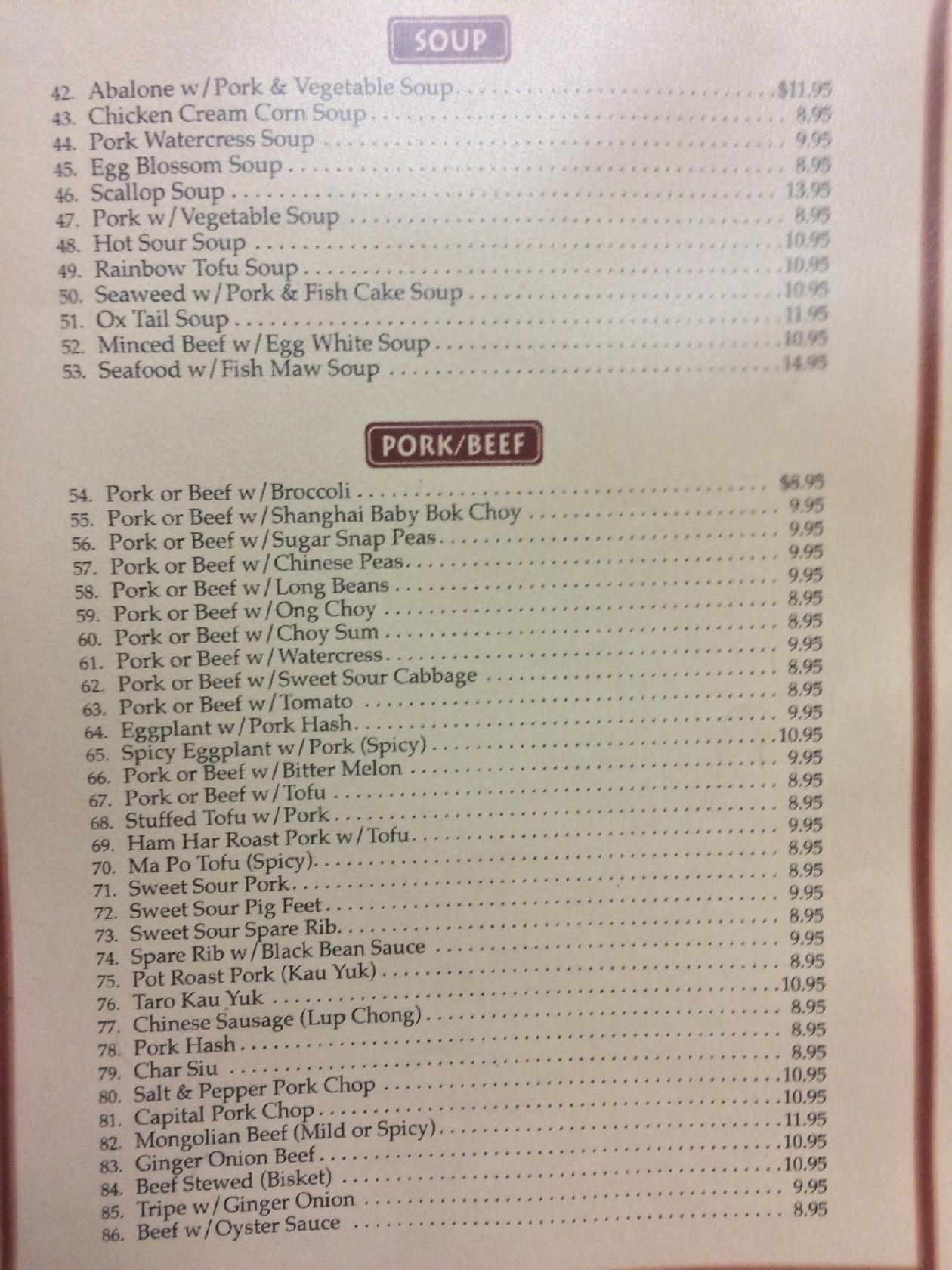Menu at Golden Duck Restaurant, Honolulu, S King St