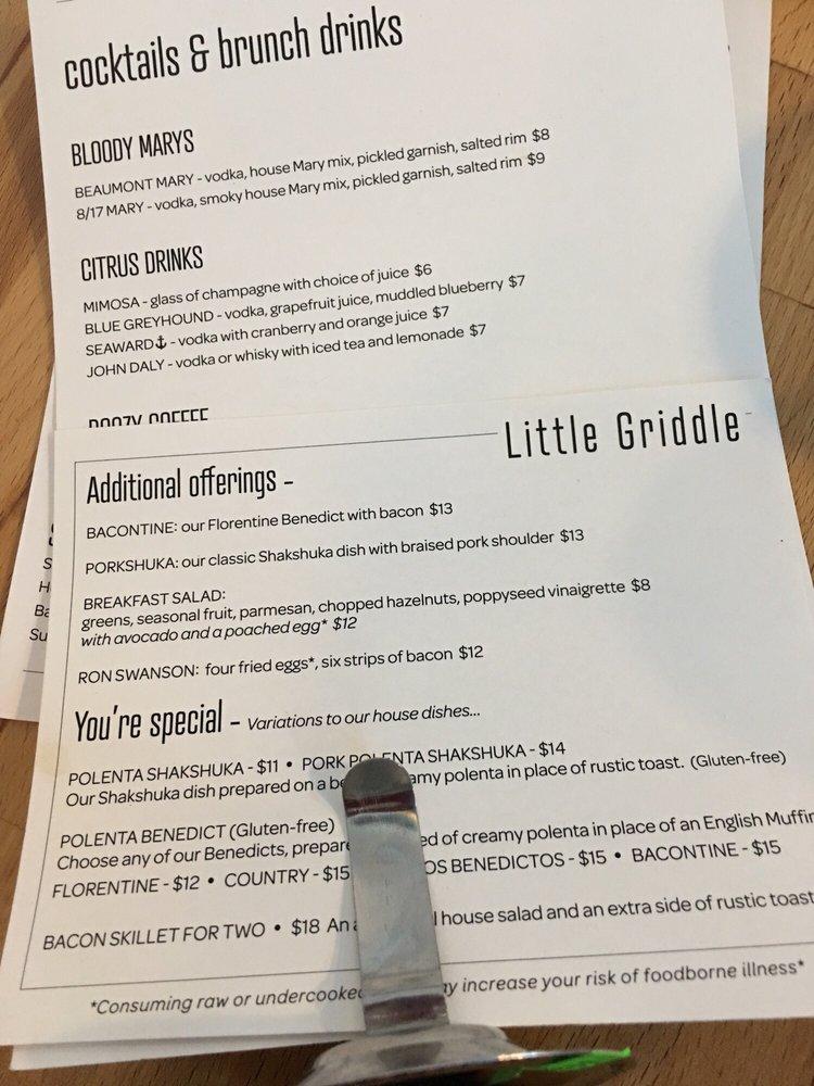Menu at Little Griddle restaurant, Portland, NE 42nd Ave