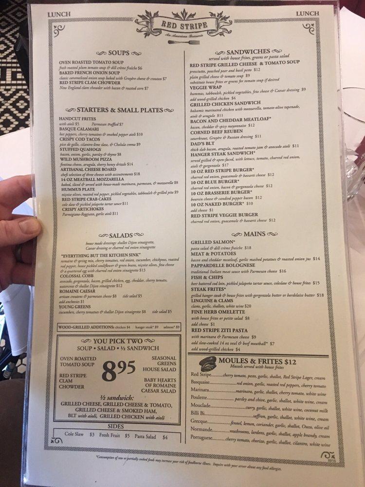 Menu at Red Stripe restaurant, Providence