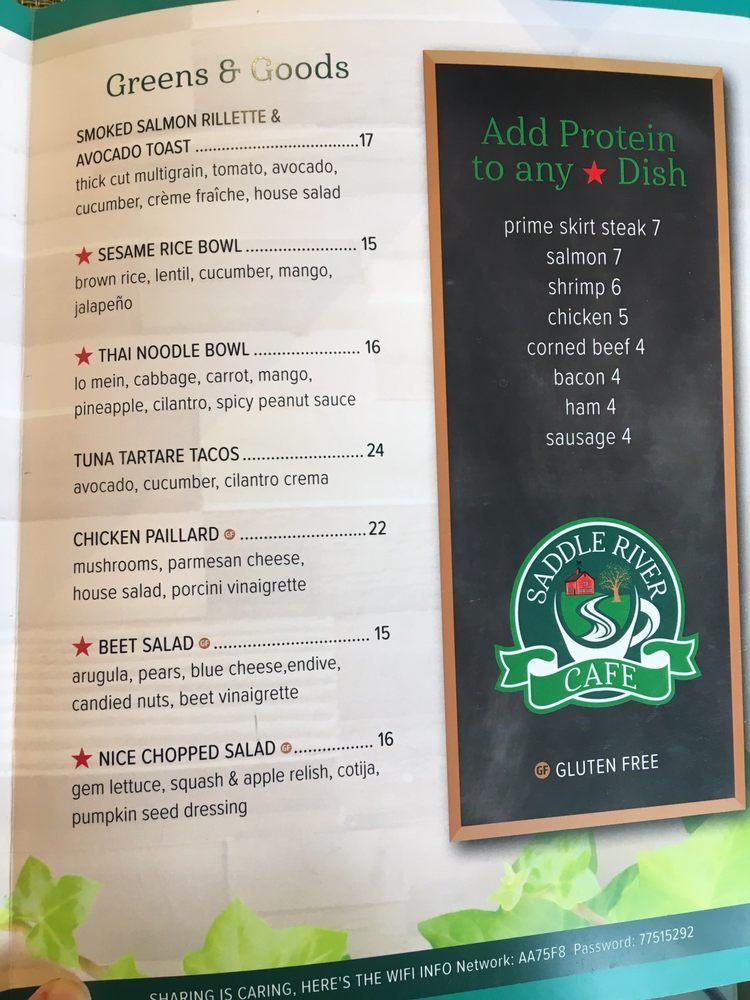 Menu at Saddle River Cafe, Saddle River