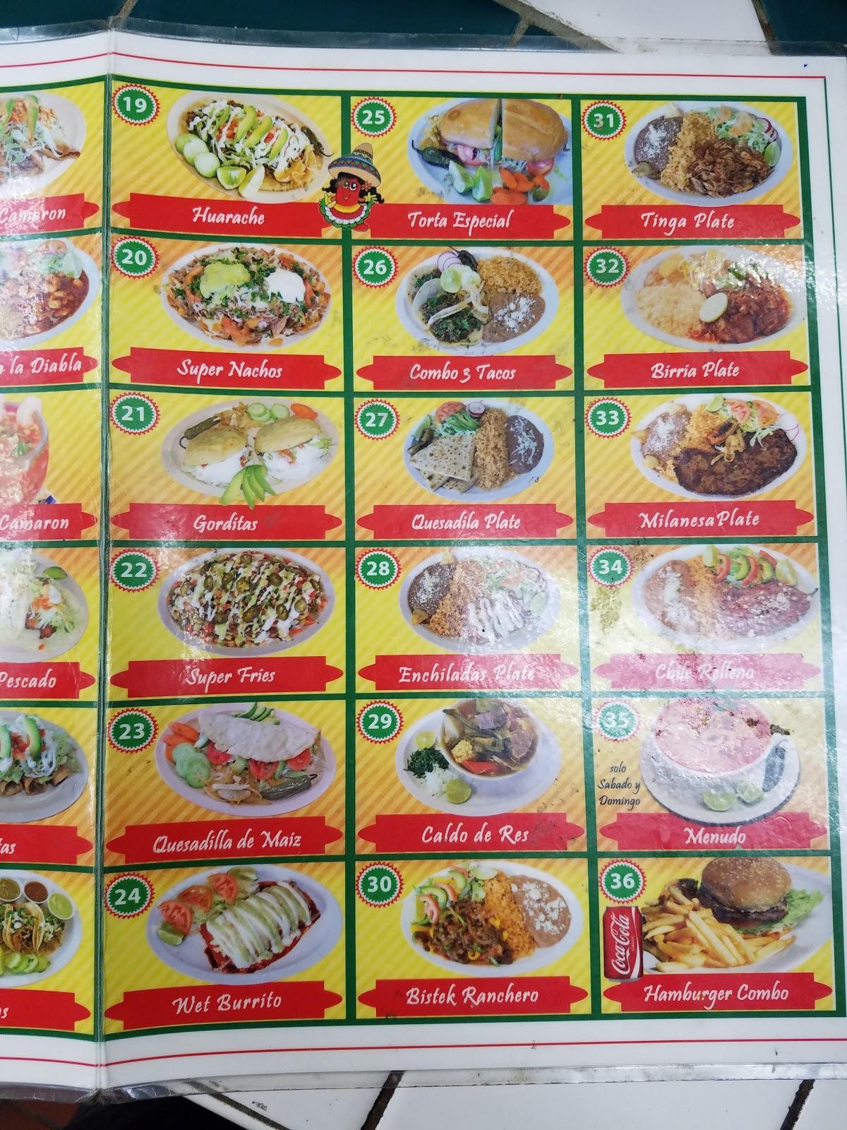 Menu at Tacos El Rincon restaurant, Compton
