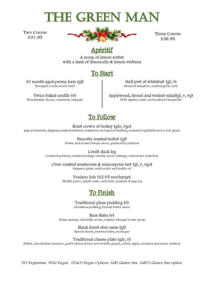 Menu at The Green Man pub & bar, Collingham
