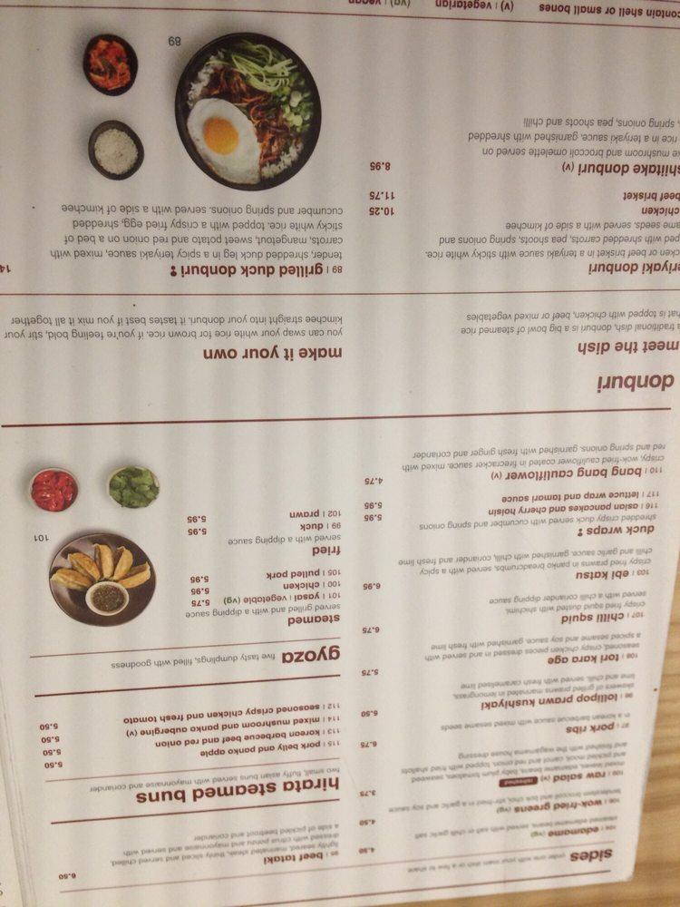 Menu at wagamama southbank restaurant, London, riverside level