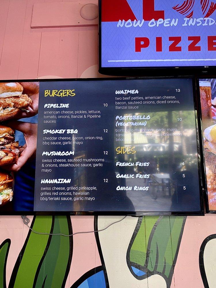 Menu at Banzai Burger restaurant, Honolulu, Kalākaua Ave # 250