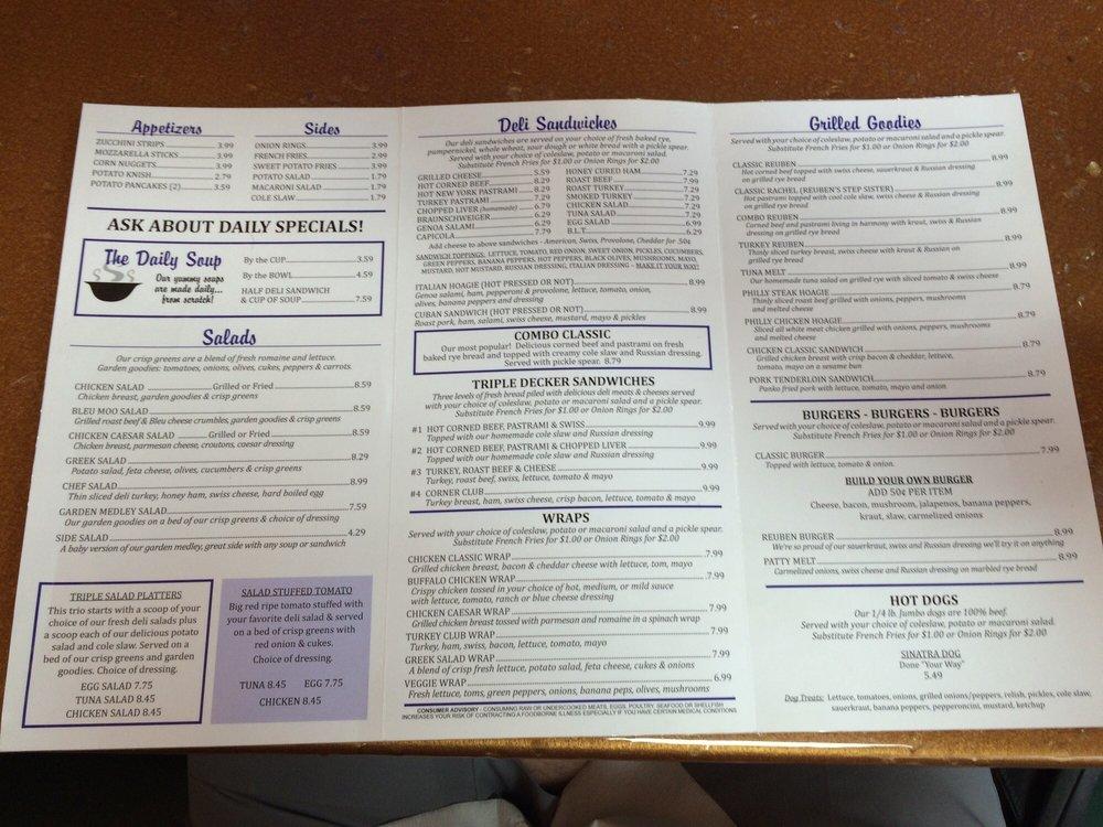 Menu at Corned Beef Corner restaurant, Saint Petersburg