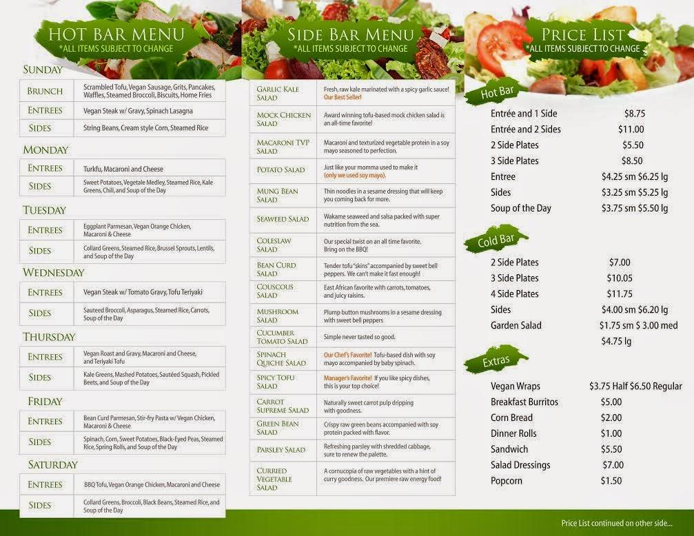 Menu at ELife Restaurant (Everlasting Life Vegan Restaurant ...