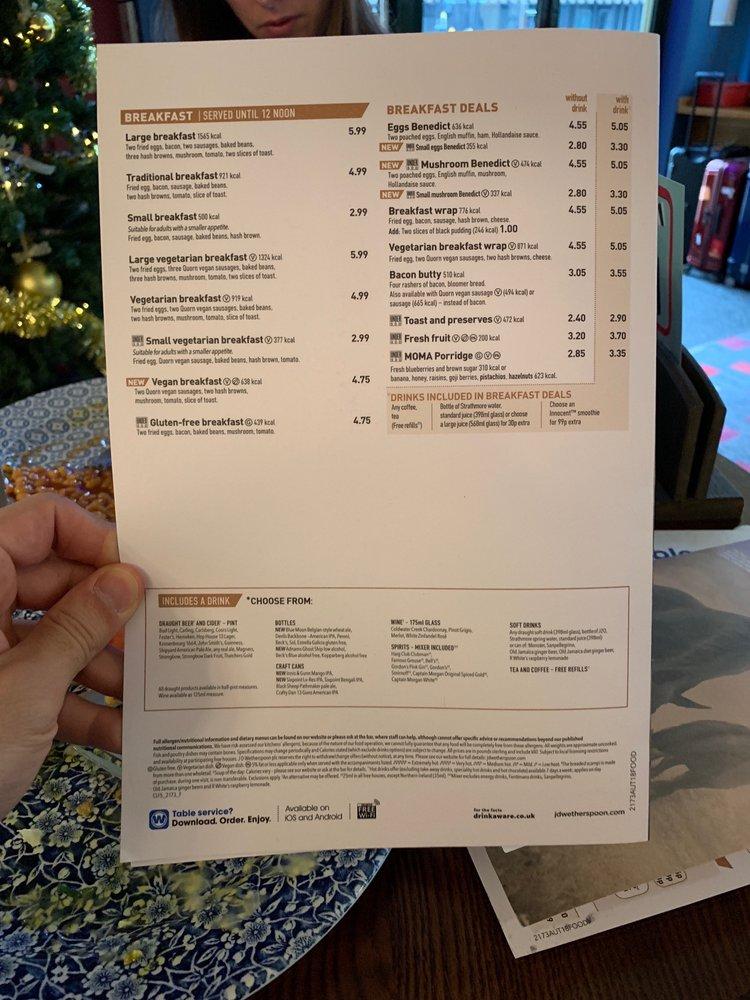 Menu at Goodman's Field - JD Wetherspoon pub & bar, London