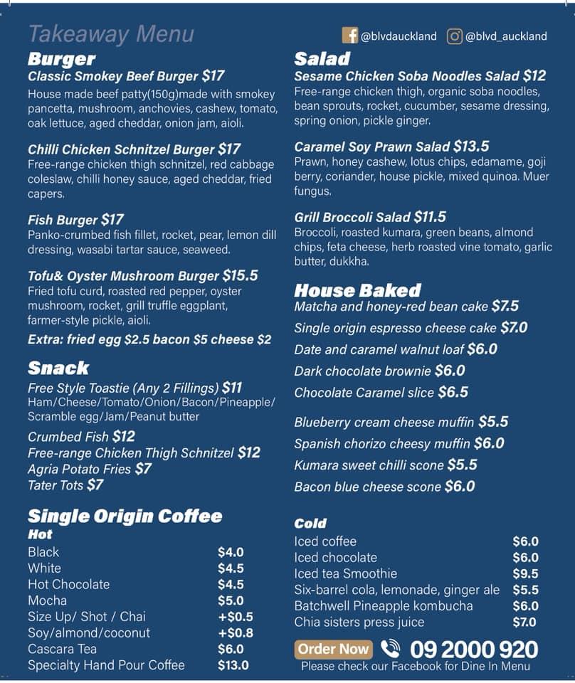 Menu at House of Boulevard restaurant, Silverdale