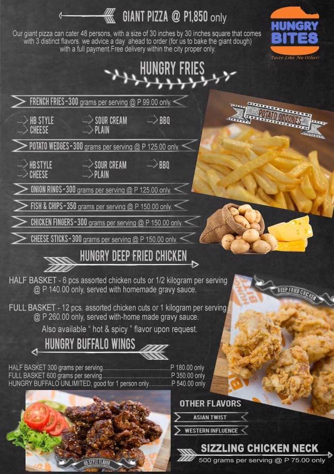 Carta del restaurante Hungry Bites Dipolog, Dipólog, H8PQ+53J