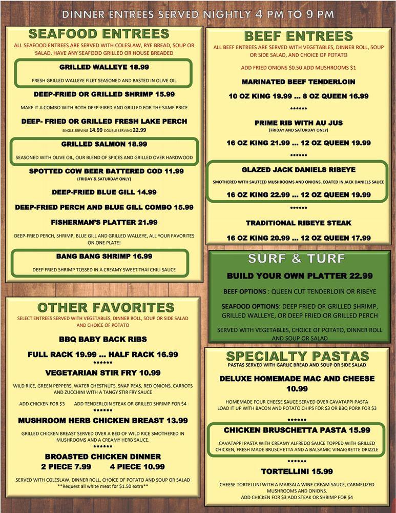 Menu at Three Guys & A Grill Restaurant, Elkhart Lake