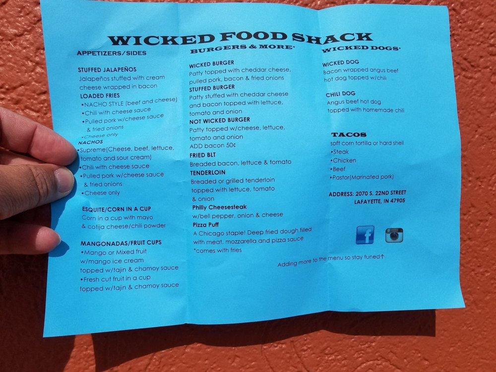 Menu at Wicked Food Shack restaurant, Lafayette