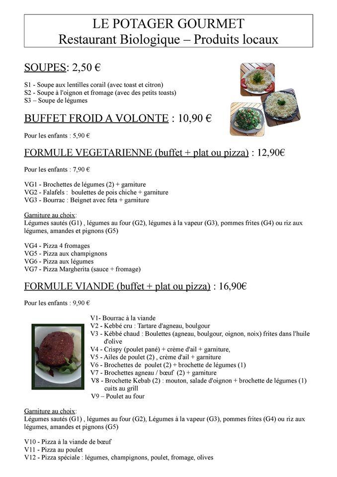 Menu au Le Potager Gourmet restaurant, Bourbon-l'Archambault, Pl. de Verdun