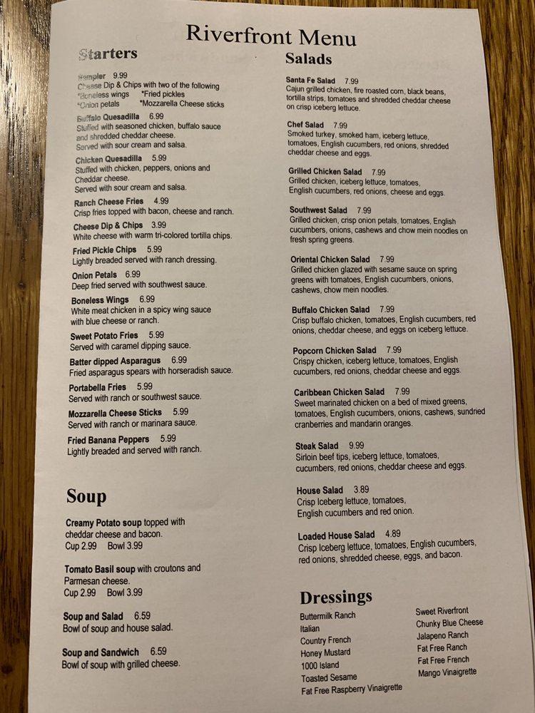 Menu at Riverfront Cafe, Chilhowie, 154 E Lee Hwy